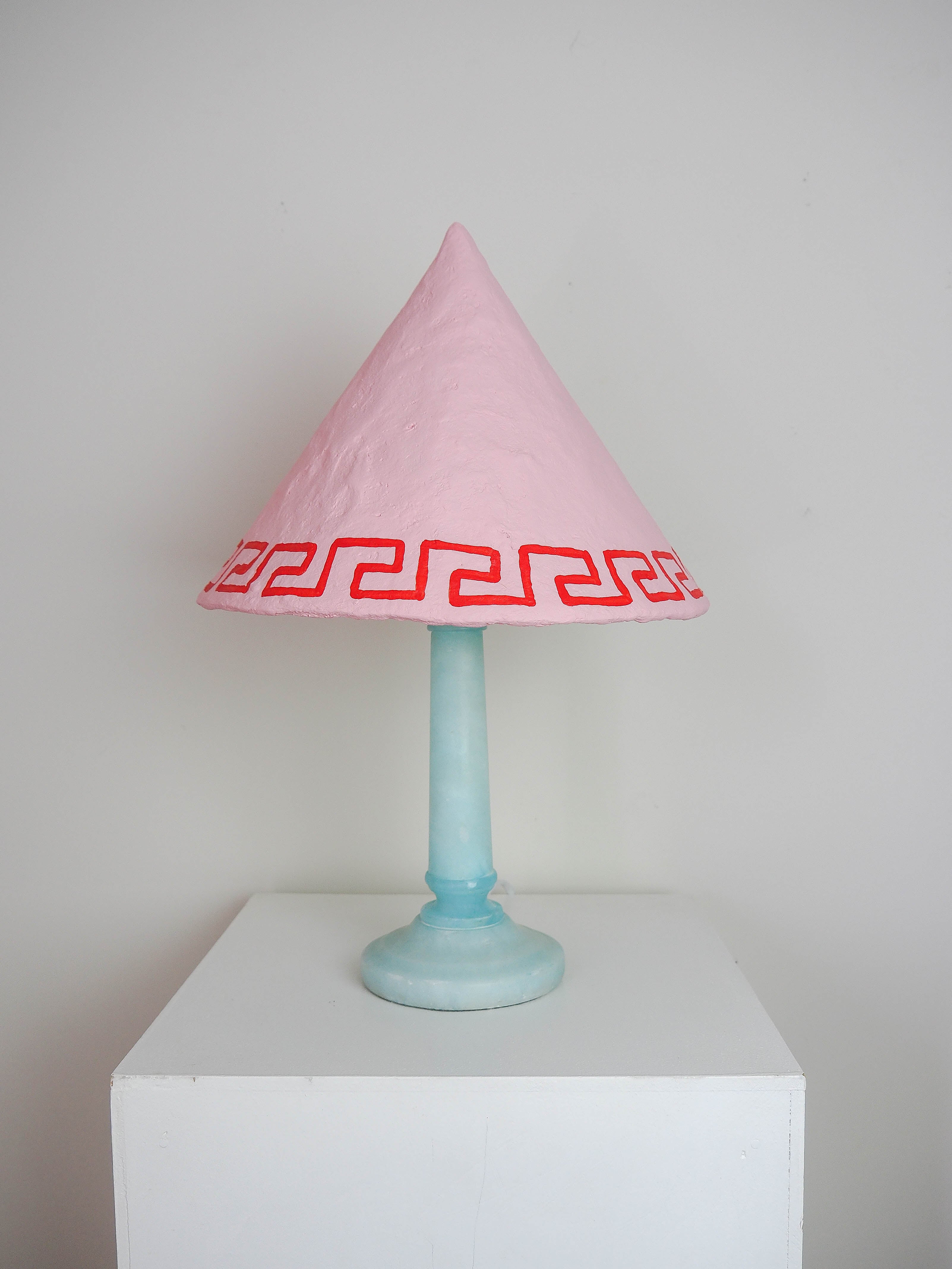 Pink Meander Lamp | Blue Alabaster Marble Lamp | Handpainted Lampshade ...